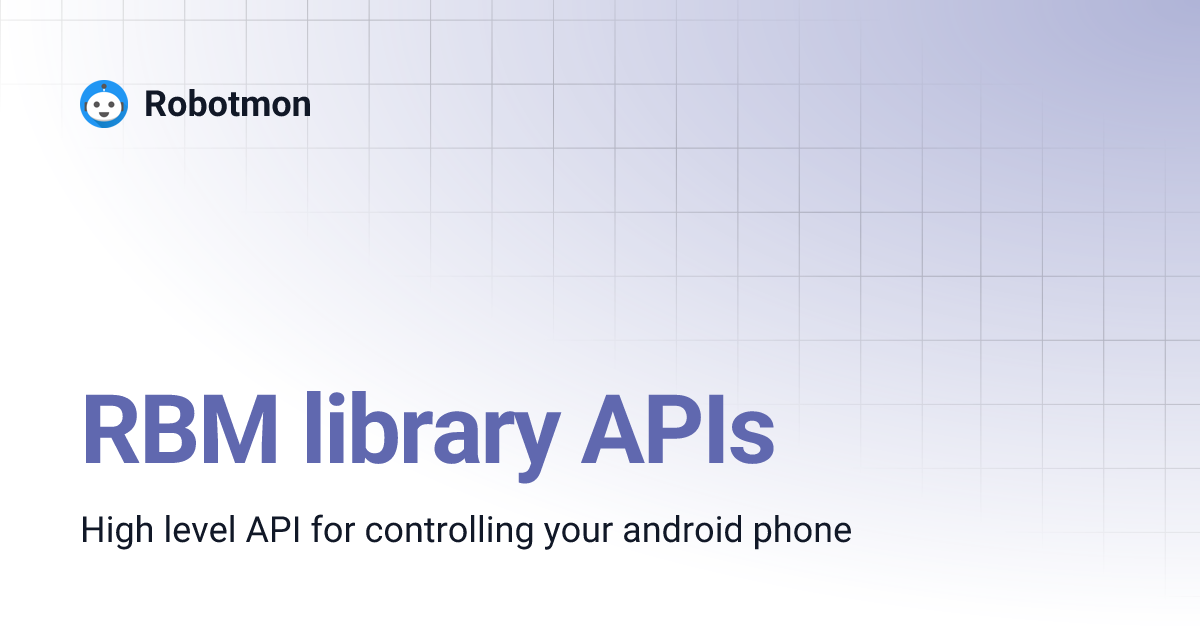 RBM library APIs | Robotmon
